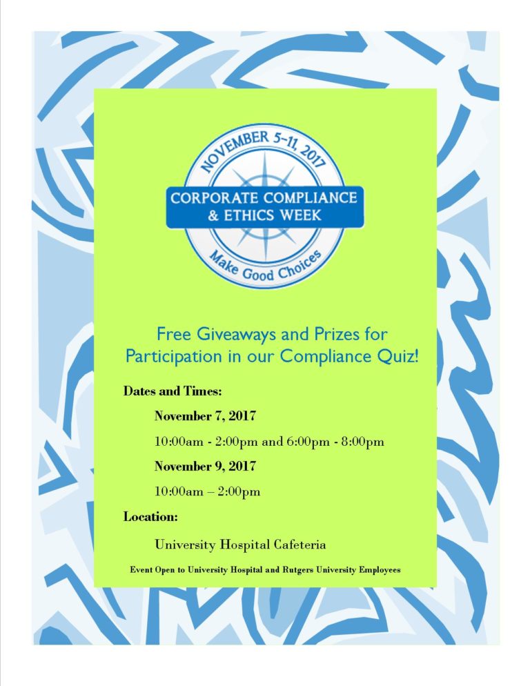 Corporate Compliance and Ethics Week, November 5-11, 2017 | University ...